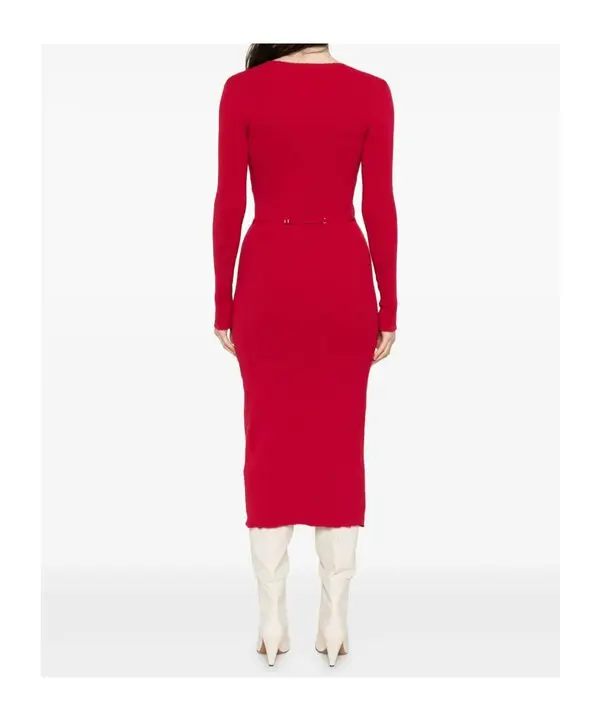 TWINSET Ribbed-knit Belted Dress