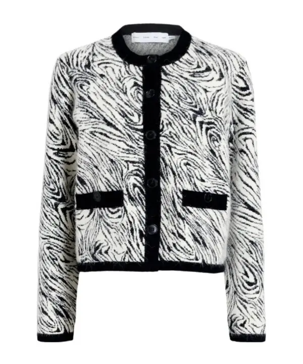 Proenza Schouler Amina Zebra-print Cardigan - Gray