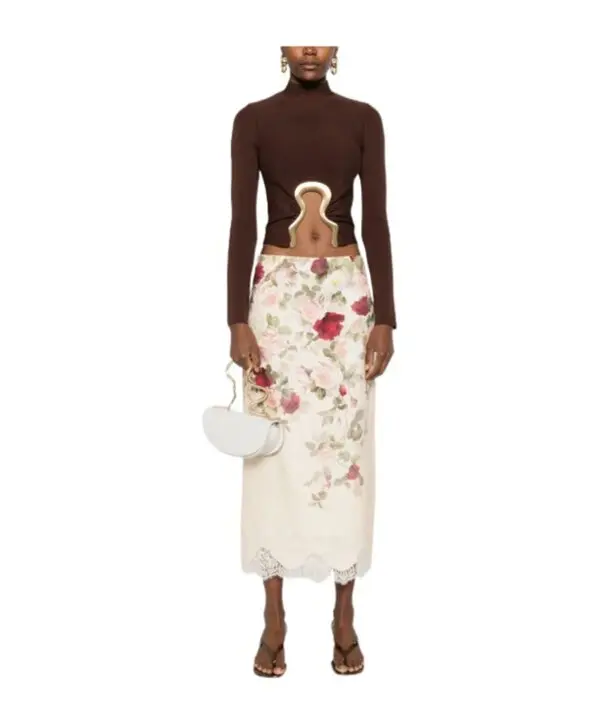 Cult Gaia High-neck Embellished Crop Top