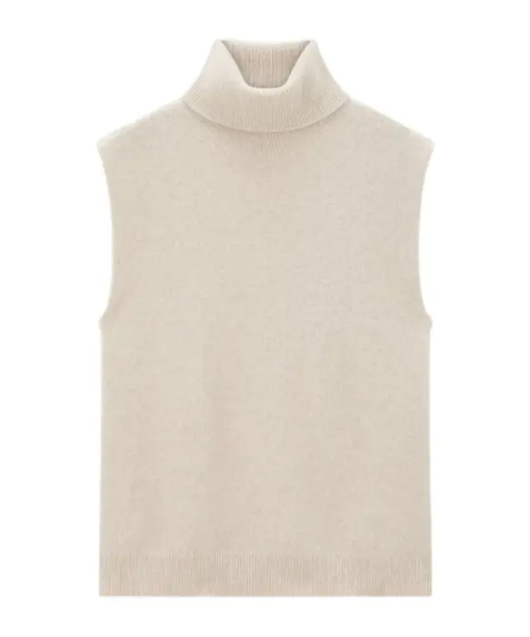 JOSEPH Turtleneck Sleeveless Vest - Beige