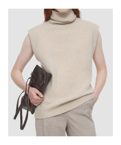 JOSEPH Turtleneck Sleeveless Vest - Beige