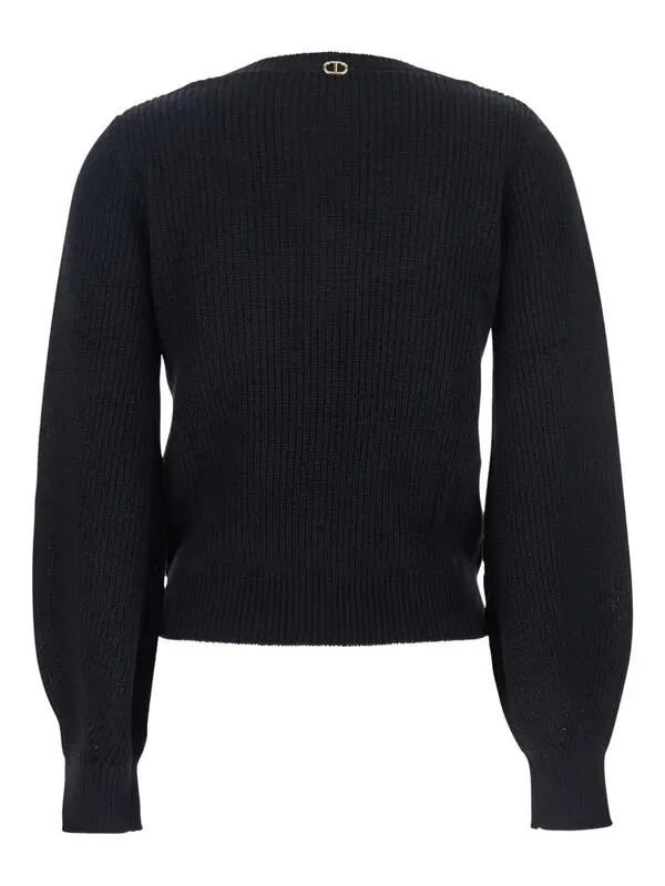 TWINSET Ribbed Knit V-neck Sweater