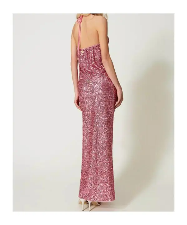 TWINSET Sequin-embellished Split Maxi Skirt