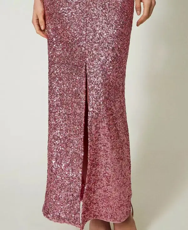 TWINSET Sequin-embellished Split Maxi Skirt