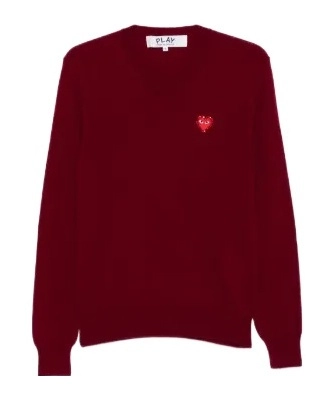 Play Comme Des Garcon Heart-emblem V-neck Sweater