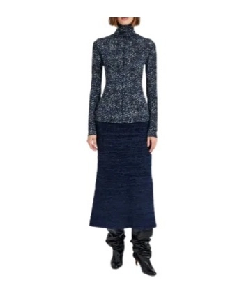 Proenza Schouler Audrey Speckled Turtleneck Top - Black