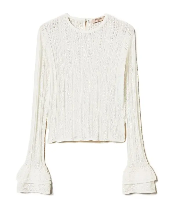 TWINSET Open-knit Ruffled Top