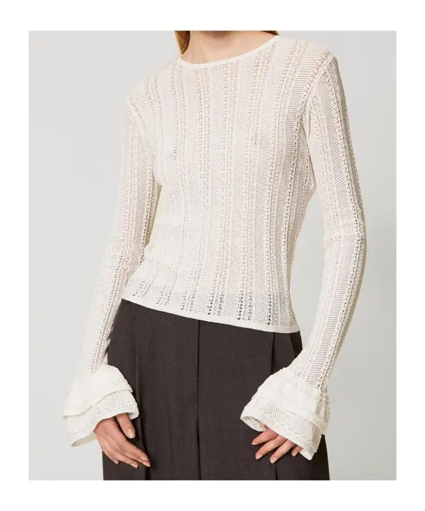 TWINSET Open-knit Ruffled Top
