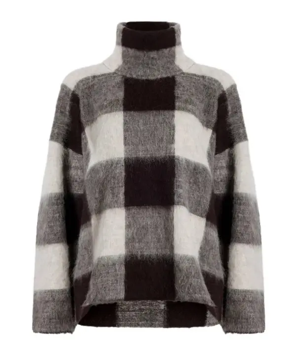Proenza Schouler High-neck Check-print Sweater - Black