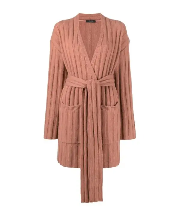JOSEPH Belted Ribbed Knit Cardigan