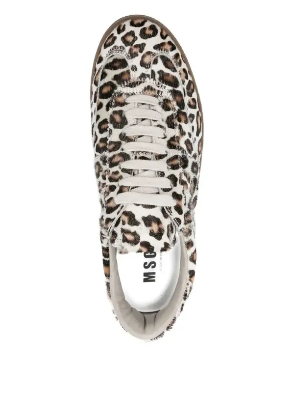 MSGM Leopard-print Calf-leather Sneakers