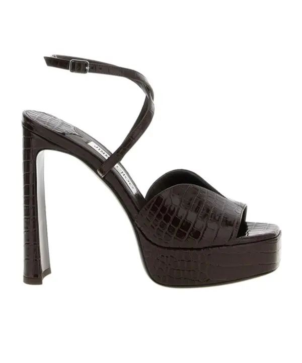 JIMMY CHOO Crocodile-print Platform Sandals - Black
