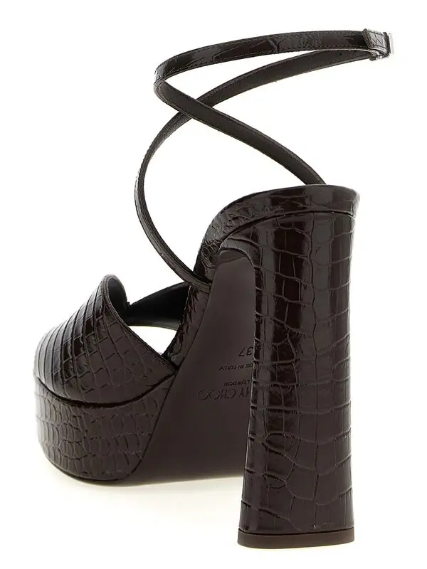 JIMMY CHOO Crocodile-print Platform Sandals