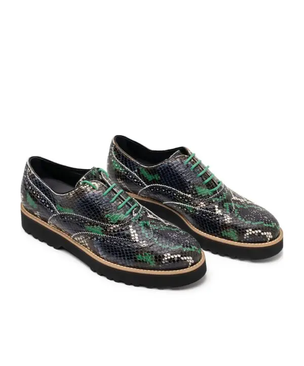 Hogan Snakeskin Platform Brogue Boots
