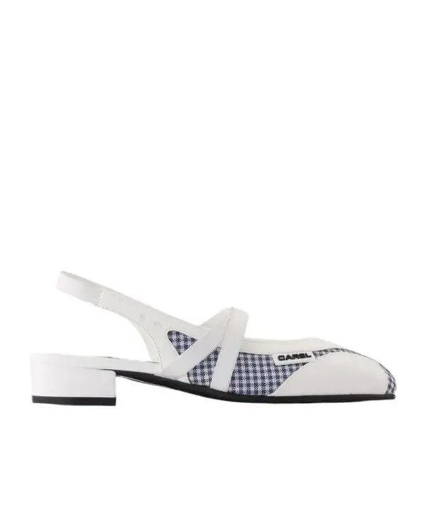 CAREL 20mm Sling Back Checked Flat Pumps