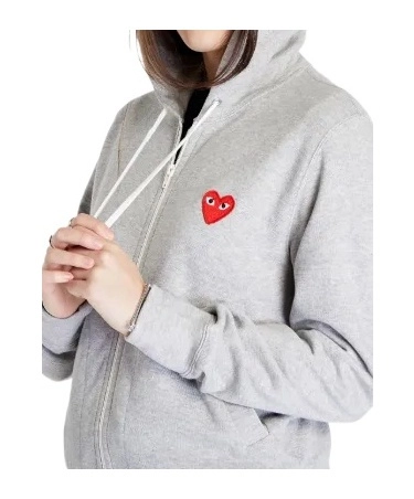 Play Comme Des Garcon Cotton Hooded Zip Up Jacket