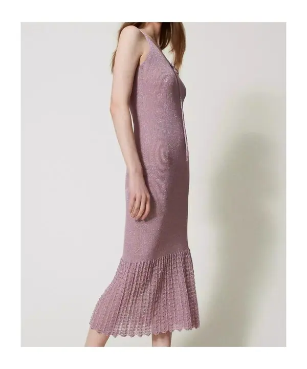TWINSET Tie-neck Ribbed Knit Dress