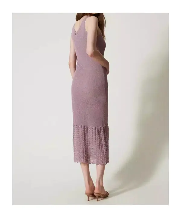 TWINSET Tie-neck Ribbed Knit Dress