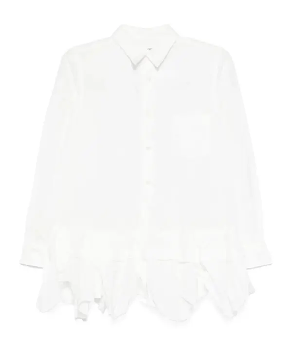 Comme Des Garçons Ruffled-hem Shirt - White