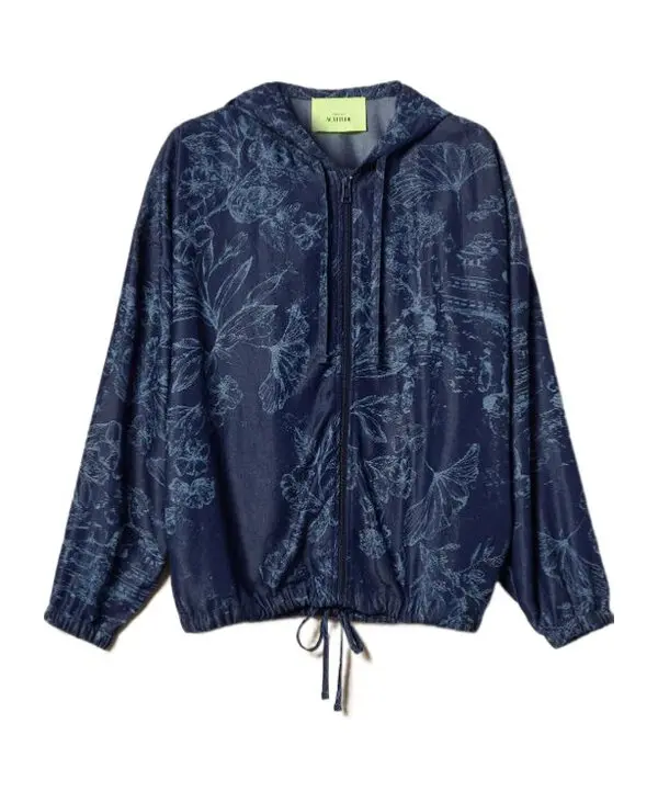 TWINSET Floral Print Zip-up Hooded Jacket