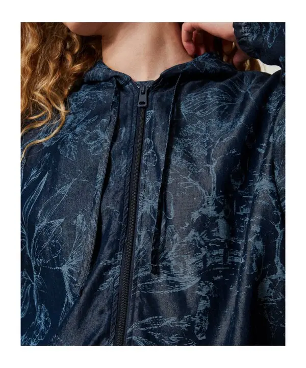 TWINSET Floral Print Zip-up Hooded Jacket