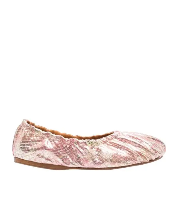 FORTE_FORTE Laminated Snake-print Ballet Flats