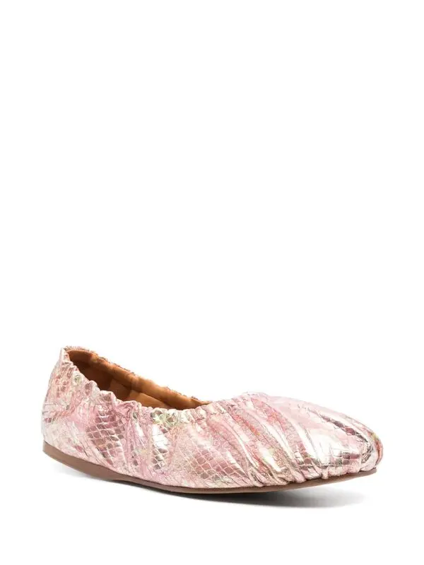 FORTE_FORTE Laminated Snake-print Ballet Flats