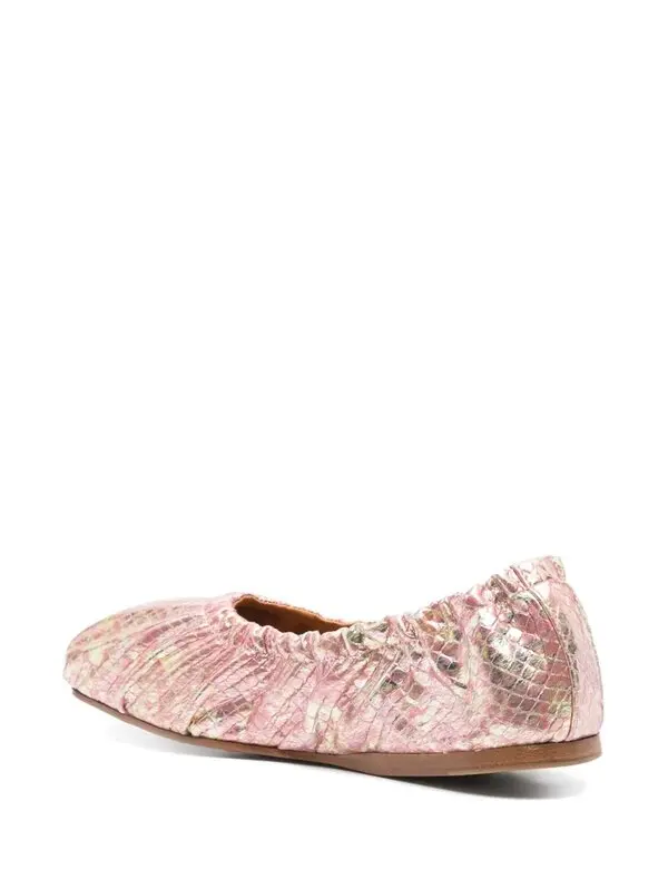 FORTE_FORTE Laminated Snake-print Ballet Flats