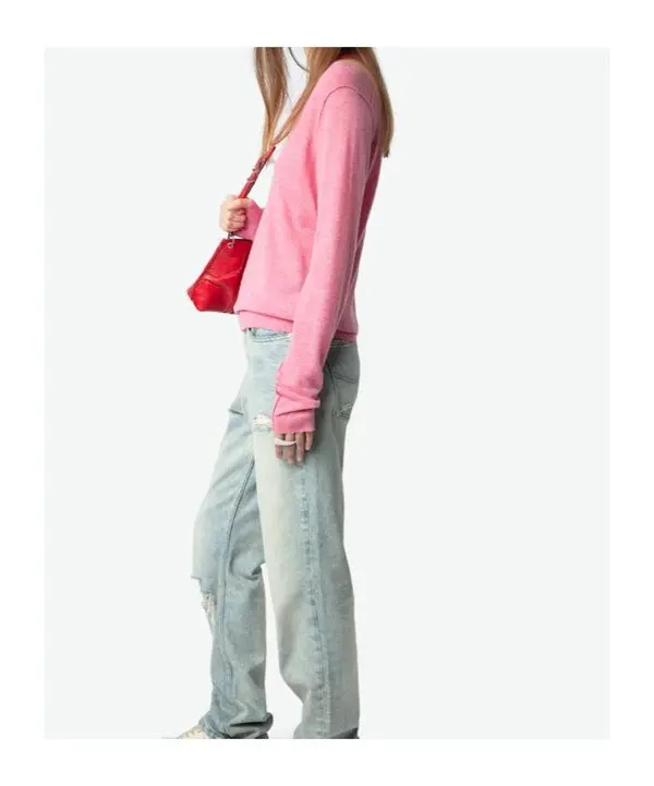 Zadig&Voltaire Rivy Distressed V-neck Sweater - Pink