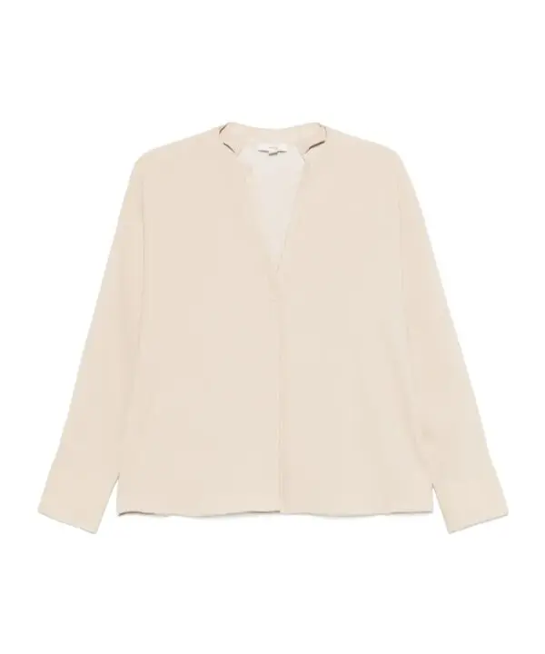 Vince Faux Leather-trim Dolman-sleeved Blouse