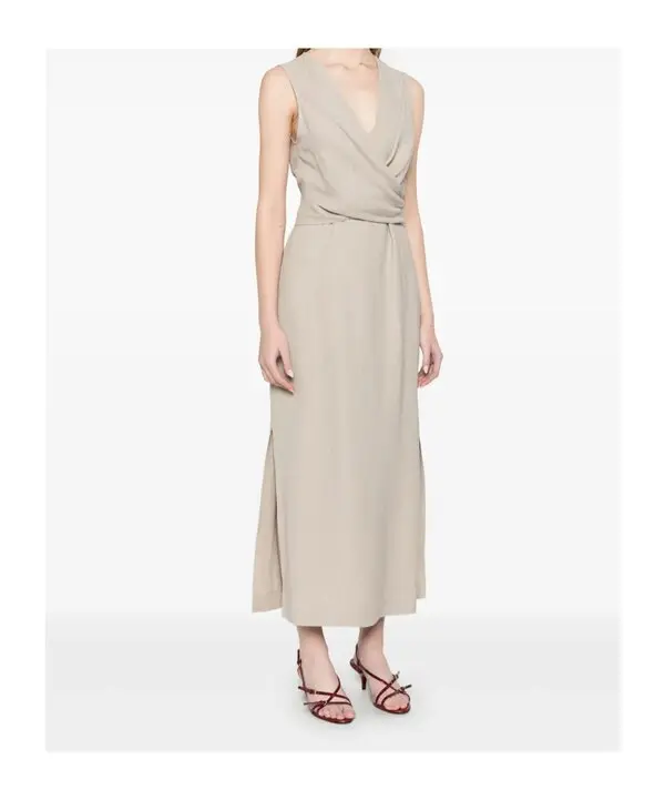 Brunello Cucinelli Wrap-effect Midi Dress