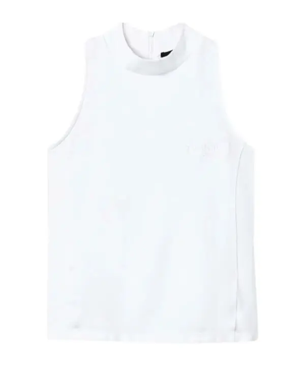 TWINSET Interlocking Cotton High Neck Sleeveless Top