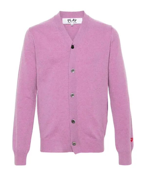 Play Comme Des Garcon V-neck Wool Cardigan