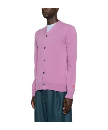 Play Comme Des Garcon V-neck Wool Cardigan
