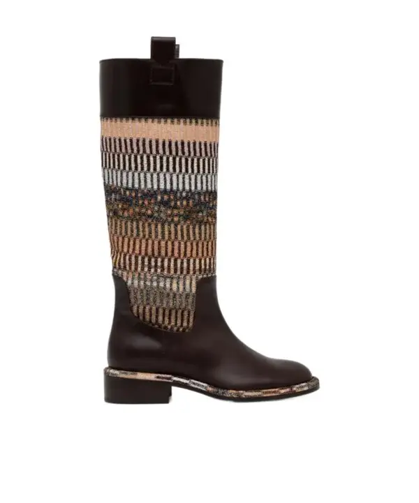 Missoni Patterned Jacquard Panel Knee-high Boots