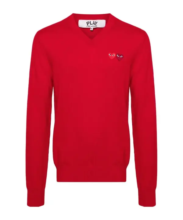 Play Comme Des Garcon Heart-patch Wool Jumper
