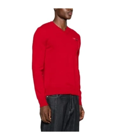 Play Comme Des Garcon Heart-patch Wool Jumper