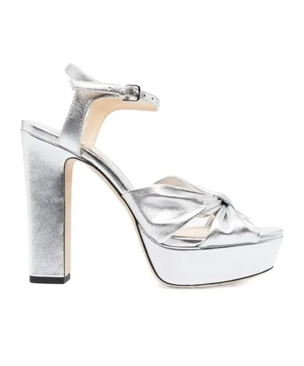 JIMMY CHOO Knot-detail Platform Sandals - White