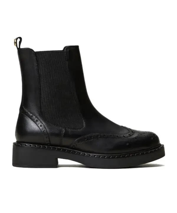 TWINSET 40mm Leather Chelsea Boots - Black