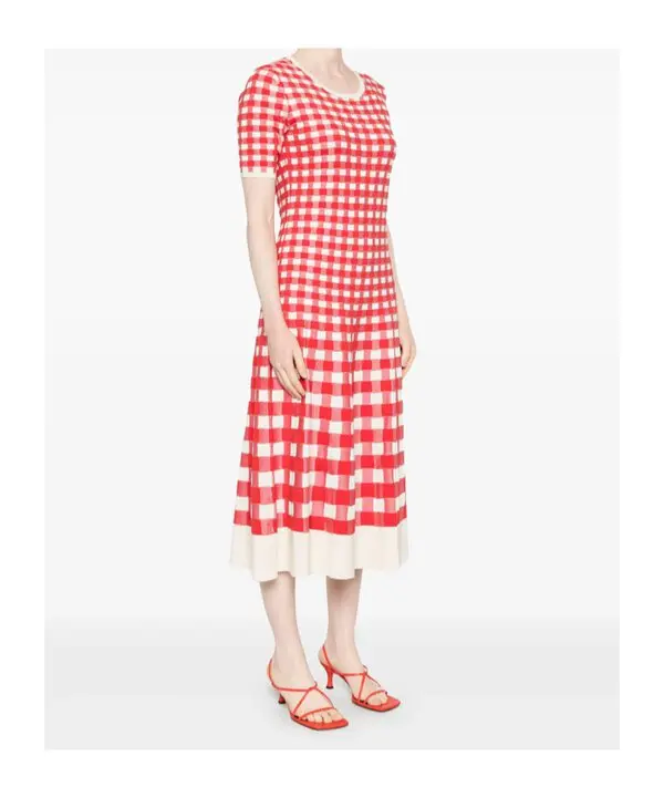JOSEPH Vichy Checked Midi Dress