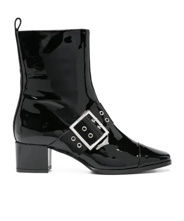 CAREL 50mm Decorative-buckle Ankle Boots - Black