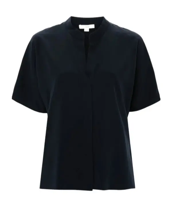 Vince Short-sleeved Split Neck Blouse