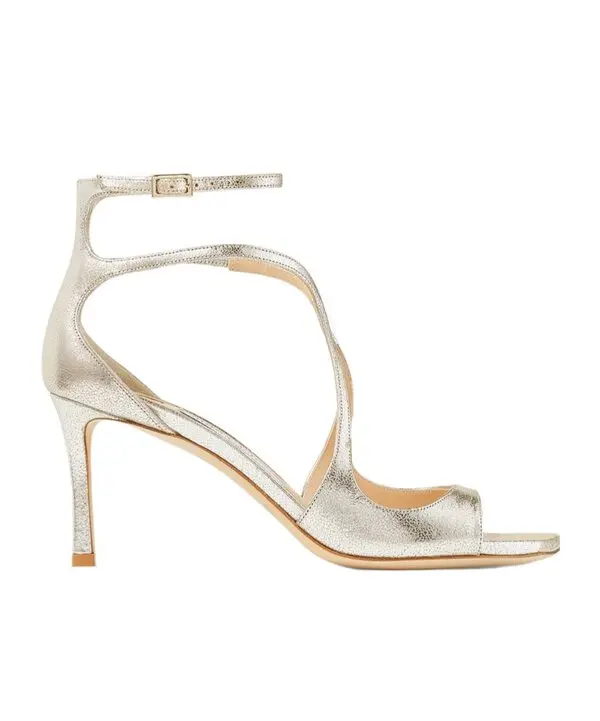JIMMY CHOO Metallic Leather Crisscross Sandals