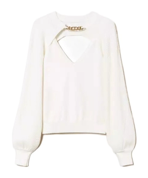 TWINSET Chain-embellished Ribbed Blouse