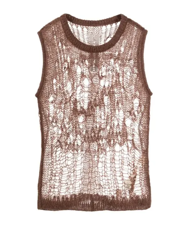 Rick Owens Spider Cut-out Open Knit Tank Top - Nude