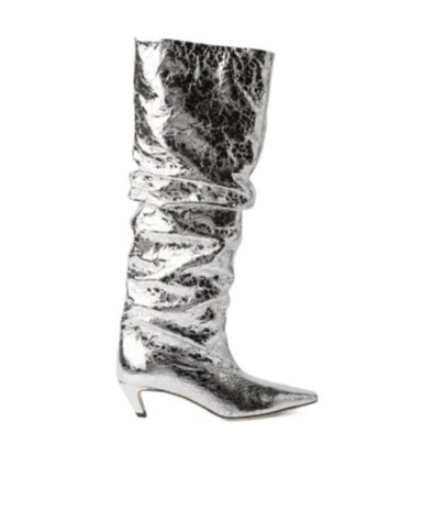 MSGM Ruched Foiled Leather Boots