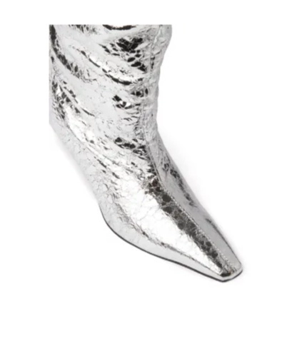 MSGM Ruched Foiled Leather Boots