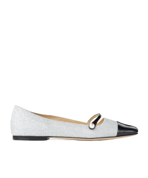 JIMMY CHOO Elisa Leather Ballerina - White