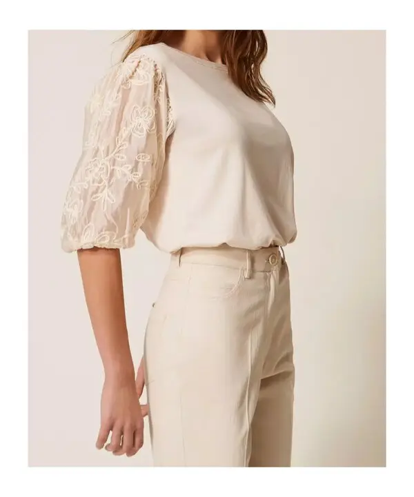 TWINSET Embroidered-sleeve Blouse