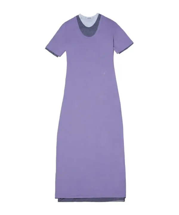 JIL SANDER Short-sleeved Layered Maxi Dress - Purple